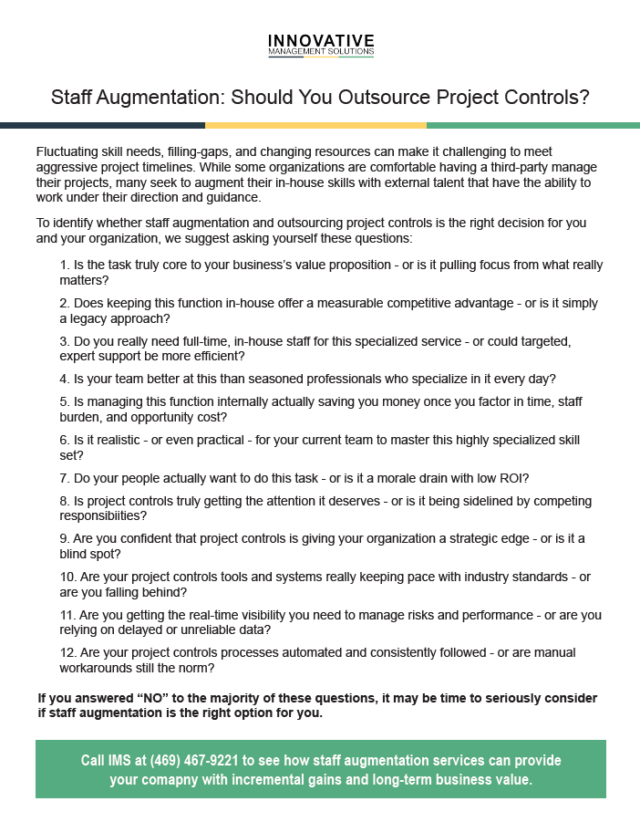 Should You Outsource Project Controls? Questionnaire | IMS